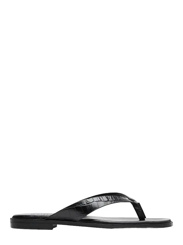 Whistles Croc Embossed Flip Flop Sandals - Black