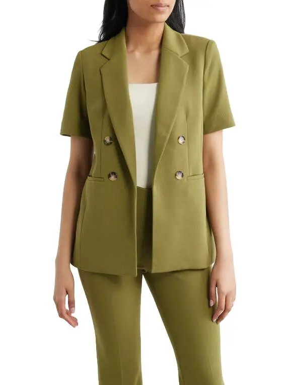 Anne Klein Short Sleeve Double Breasted Jacket - Bay Leaf