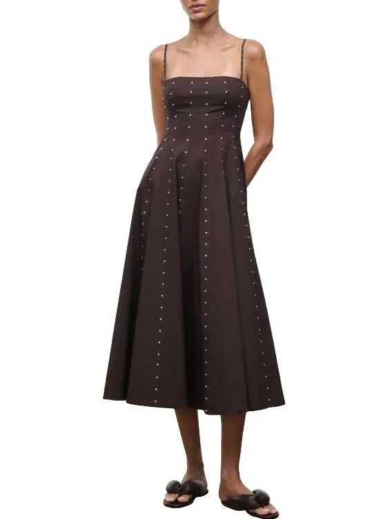 Staud Wylie Studded Sleeveless Maxi Dress - Earth Studs
