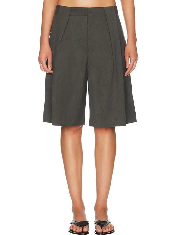 ST. AGNI Wool Pleat Loop Short - Mulch