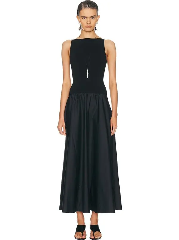 ST. AGNI Ribbed Knit And Jersey Backless Dress - Black