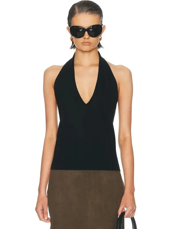 ST. AGNI Fine Merino Halter Top - Black
