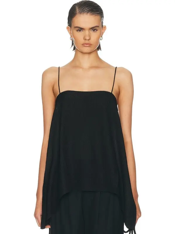 ST. AGNI Textured Weave Cami Top - Black