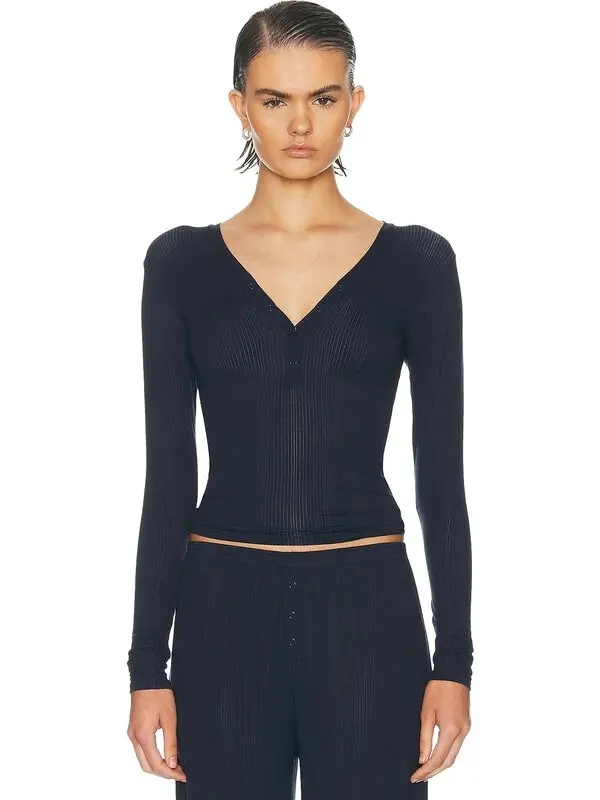 NEGATIVE UNDERWEAR Whipped Henley Top - Navy