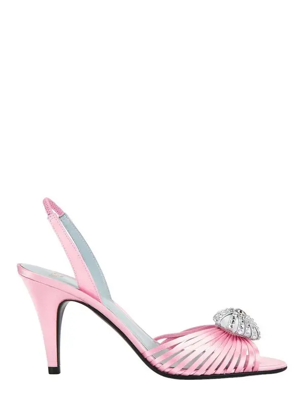 Valentino Garavani Coeur Royal Stiletto Sandals - Rose Couture & Silver Crystal