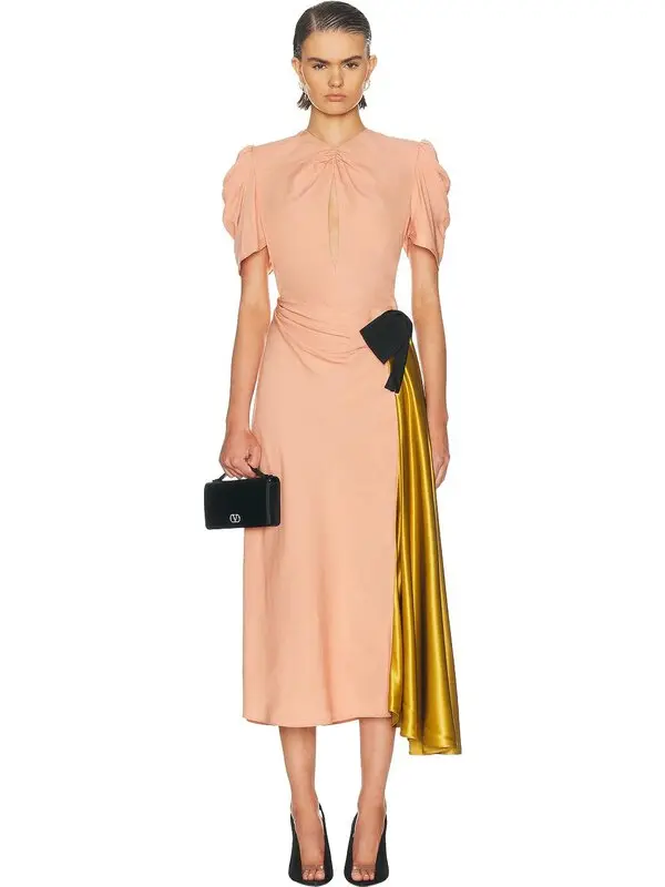 Valentino Garavani Light Sable Dress - Lobster & Acid Green
