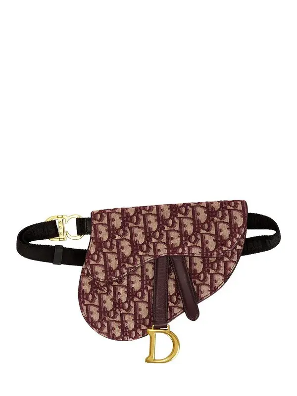 Dior Saddle Belt Bag In Monogram Canvas - Red