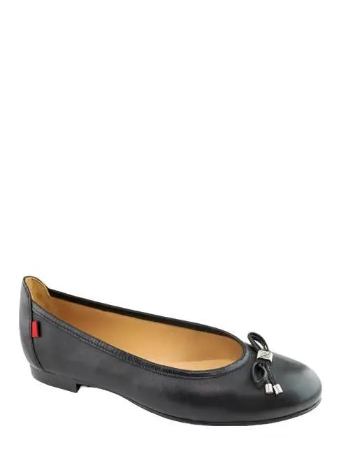 MARC JOSEPH NEW YORK Leather Tiebow Flat - Black Napa