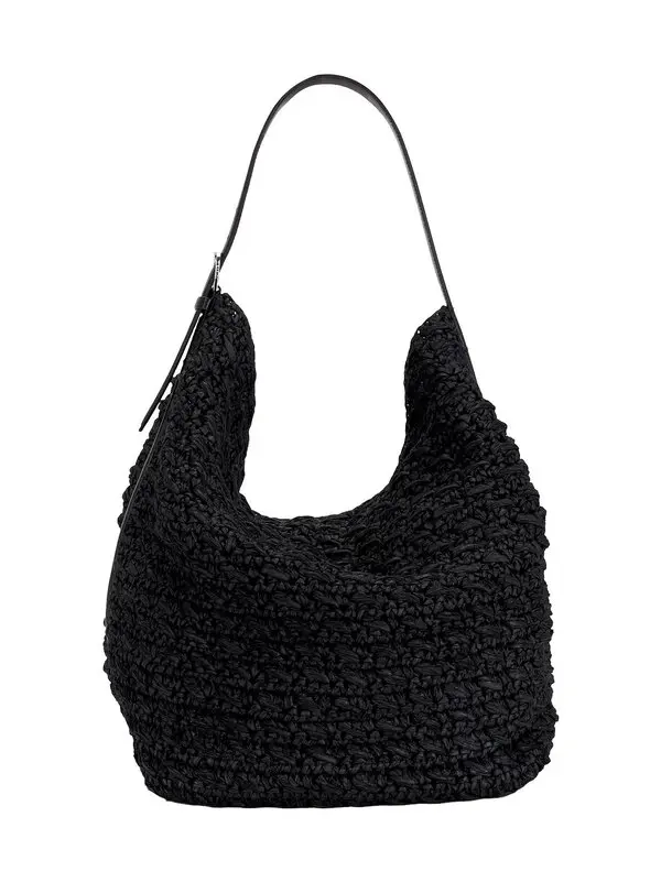 TOTEME Belted Raffia Tote Bag - Black