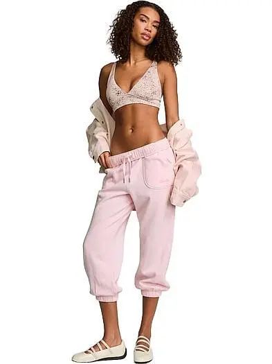 Pink Foldover Capri Joggers - Pink
