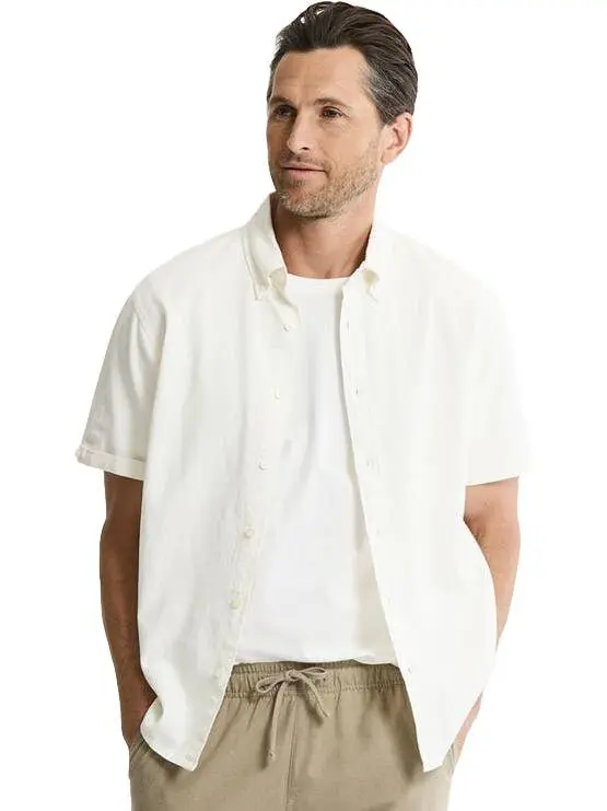 JACHS Linen Blend Short Sleeve Shirt - White