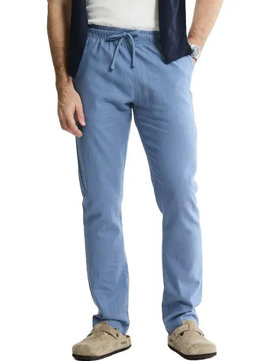JACHS Linen Blend Drawstring Pants - Horizon Blue