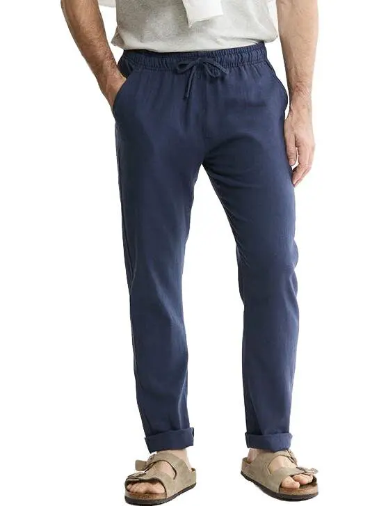 JACHS Linen Blend Drawstring Pants - Indigo