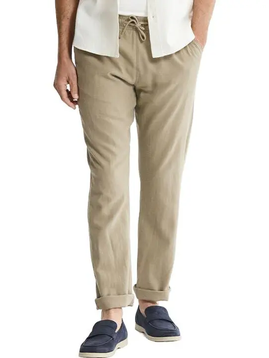 JACHS Linen Blend Drawstring Pants - Mocha