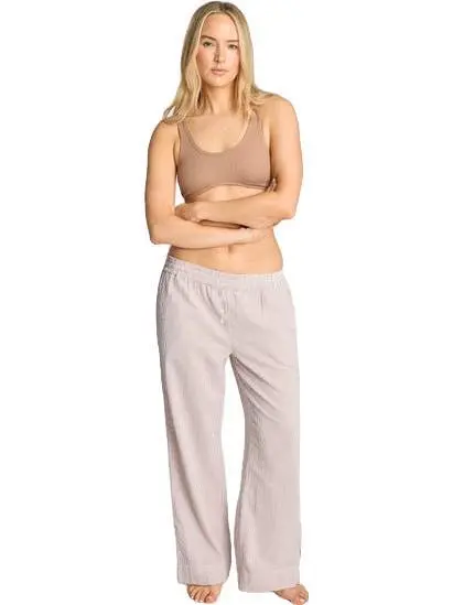 NUDEA Seersucker Button Long Pant - Mocha Stripe