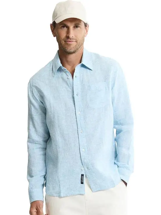 JACHS Linen Button-down Shirt - Blue