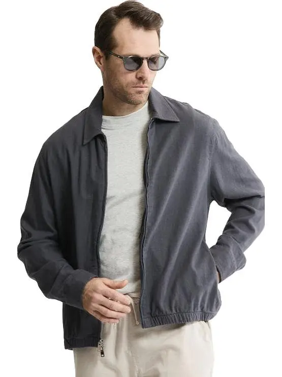 JACHS Linen Blend Zip-up Jacket - Asphalt