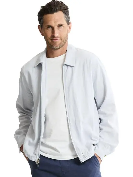 JACHS Linen Blend Zip-up Jacket - Light Grey