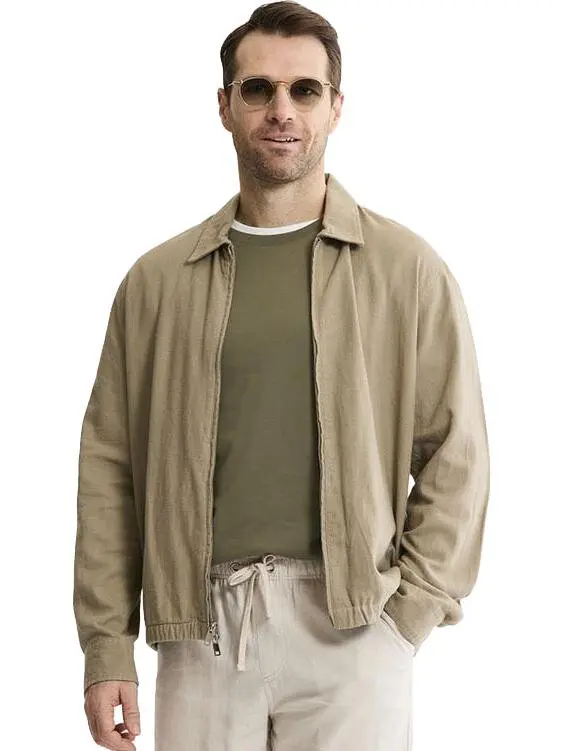 JACHS Linen Blend Zip-up Jacket - Mocha