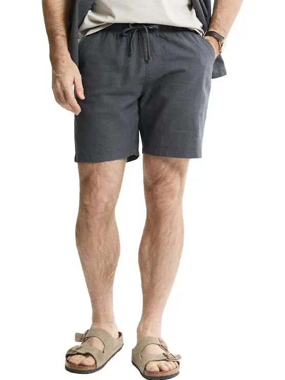 JACHS Linen Blend Drawstring Shorts - Asphalt