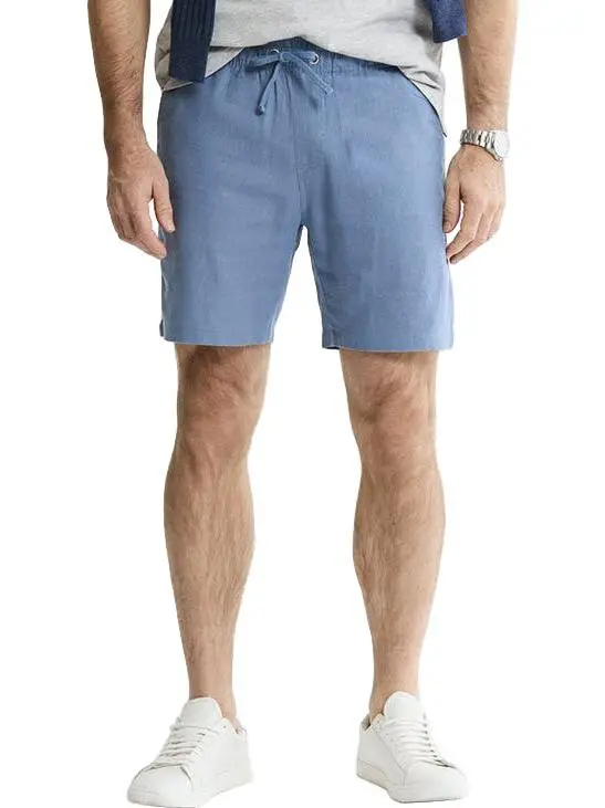 JACHS Linen Blend Drawstring Shorts - Horizon Blue