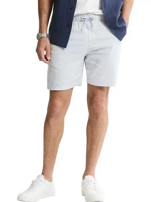 JACHS Linen Blend Drawstring Shorts - Light Grey