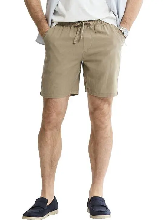 JACHS Linen Blend Drawstring Shorts - Mocha