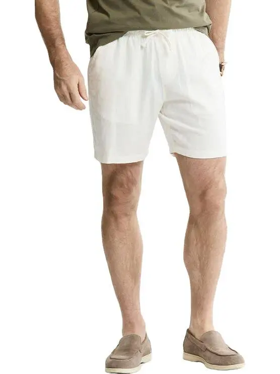 JACHS Linen Blend Drawstring Shorts - White