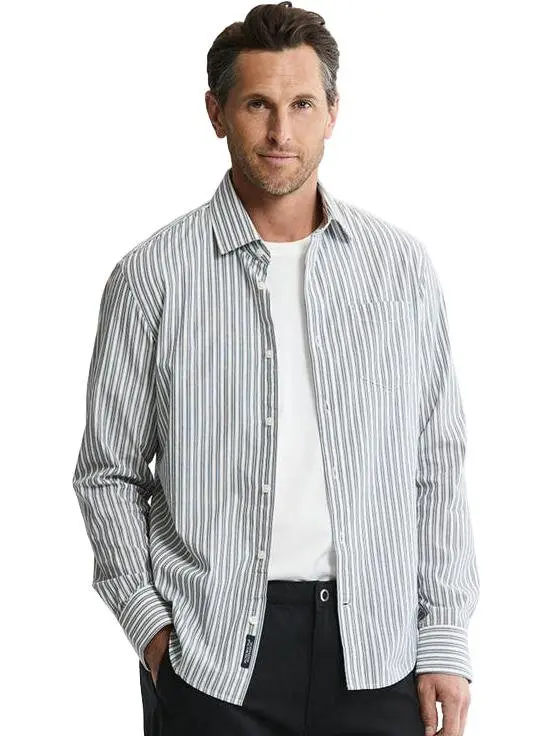 JACHS Hayati Cotton Button-down Shirt - Grey Stripe