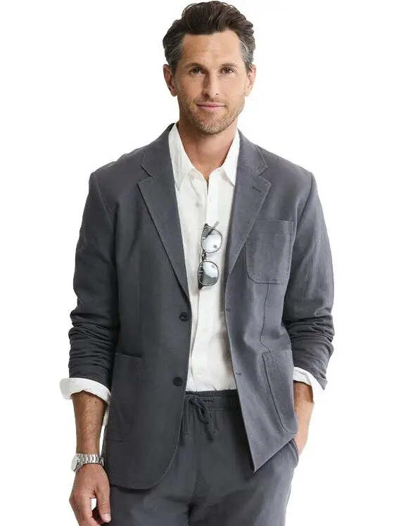 JACHS Linen Blend Blazer - Asphalt