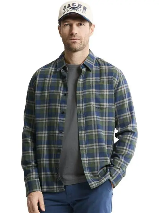 JACHS Manor Stretch Flannel Button-down Shirt - Green