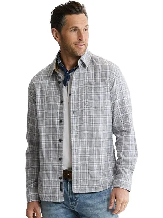JACHS Manor Stretch Flannel Button-down Shirt - Light Grey