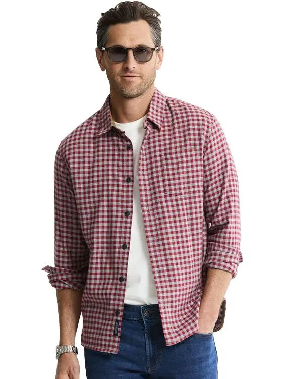 JACHS Manor Stretch Flannel Button-down Shirt - Red
