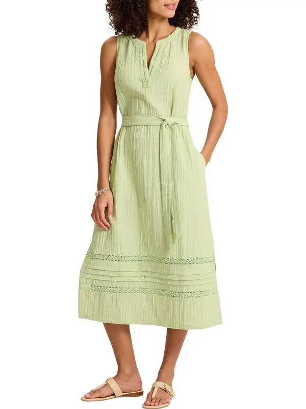 Tommy Bahama Sleeveless Gauze Midi Dress - Light Rosemary