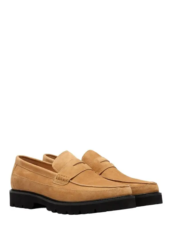 MARC NOLAN Suede Penny Loafers - Caramel