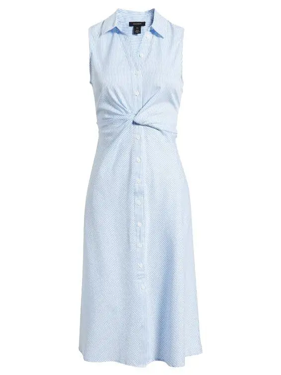 Halogen Sleeveless Twist Detail Shirtdress - Airy Blue