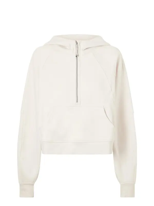 Lululemon Scuba Cropped Cotton-blend Half-zip Hoodie - Ivory
