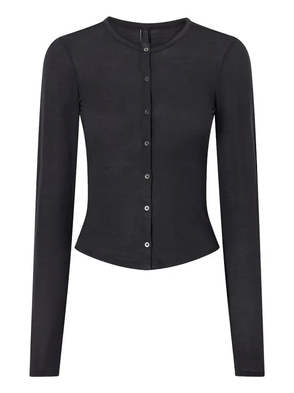 SKIMS Modal Long Sleeve Cardigan - Black