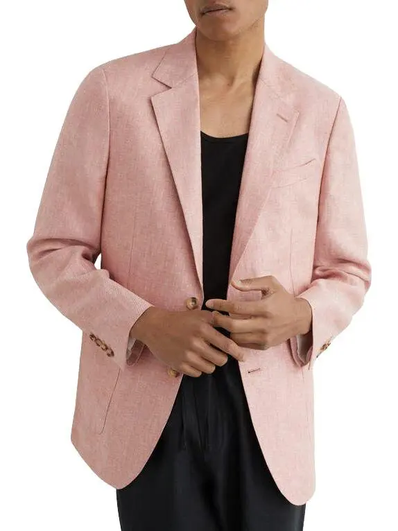 REISS Atlantic Linen Sport Coat - Plum Pink