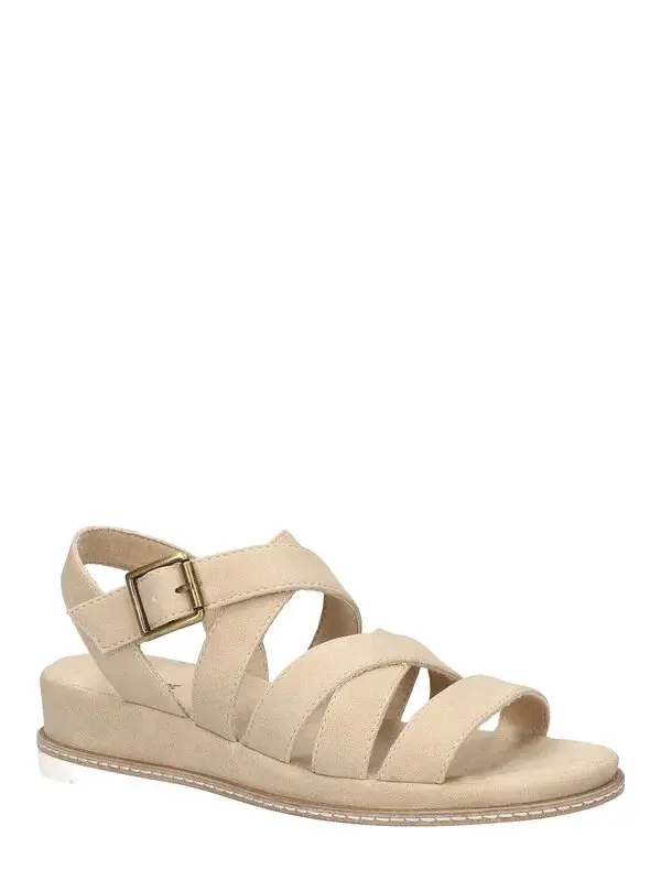 EASY WORKS BY EASY STREET Madeline Slingback Platform Wedge Sandal - Beige