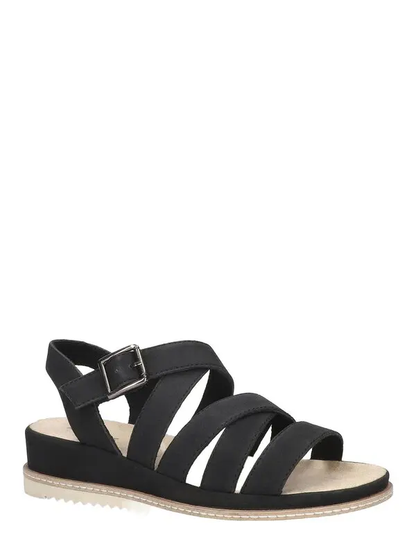 EASY WORKS BY EASY STREET Madeline Slingback Platform Wedge Sandal - Black