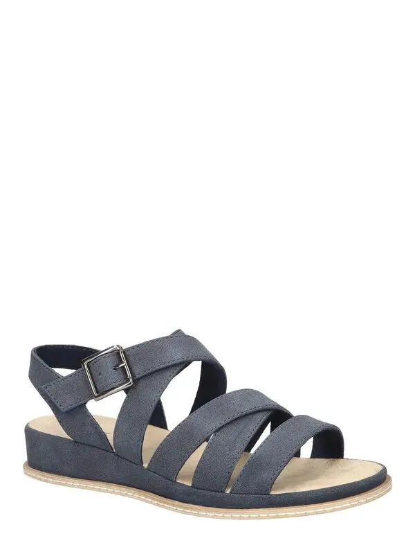 EASY WORKS BY EASY STREET Madeline Slingback Platform Wedge Sandal - Navy