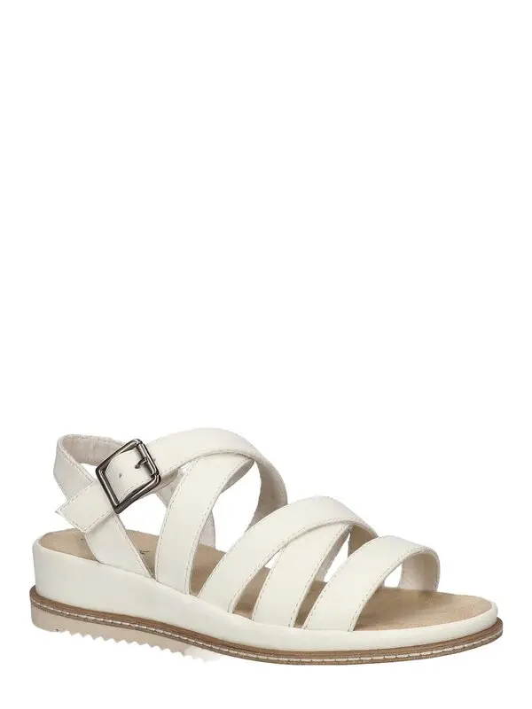 EASY WORKS BY EASY STREET Madeline Slingback Platform Wedge Sandal - White
