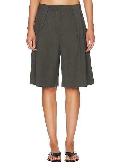 ST. AGNI Wool Pleat Loop Short - Mulch