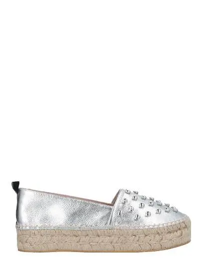 Moschino Espadrille Flatforms With Metal Applications - Silver