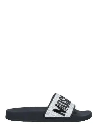 Moschino Rubber Slides With Glitter Embellishment - Grey