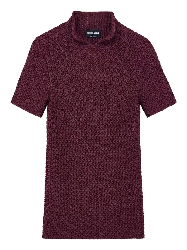 Giorgio Armani Slim Fit Viscose Sweater With Honeycomb Effect - Burgundy