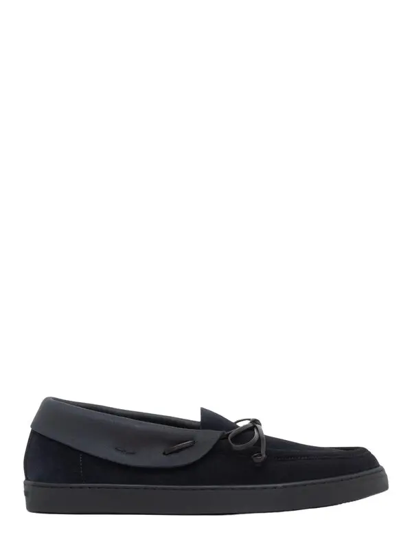 Giorgio Armani Suede Slip-on Loafers With Rubber Soles - Blue