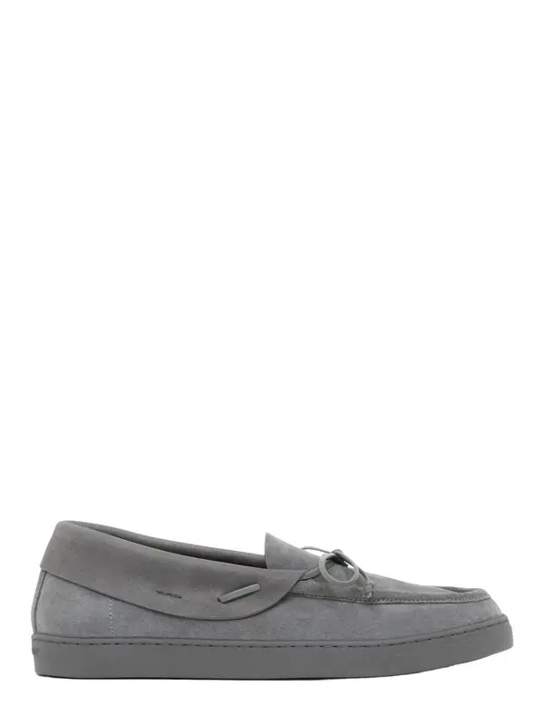 Giorgio Armani Suede Slip-on Loafers With Rubber Soles - Grey