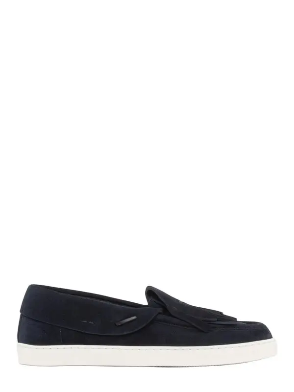 Giorgio Armani Suede Loafers With Leather Lining And Rubber Sole - Blue